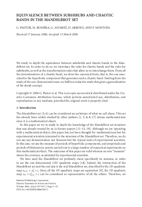 (PDF) Equivalence between subshrubs and chaotic bands in the Mandelbrot set
