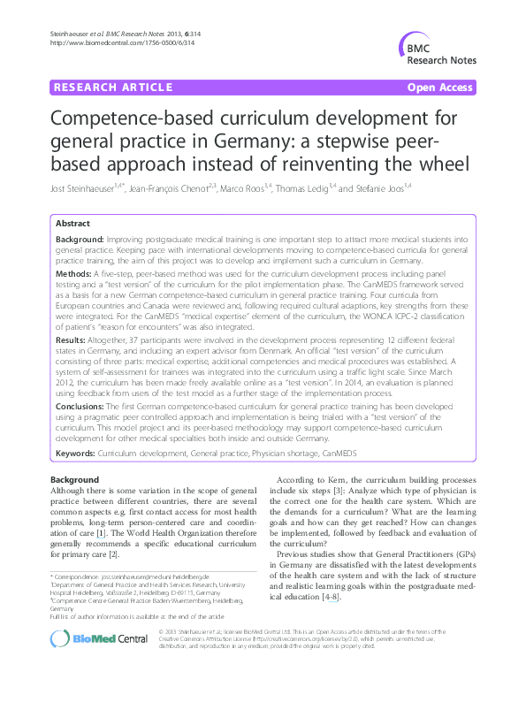 (PDF) Competence-based curriculum development for general practice in ...