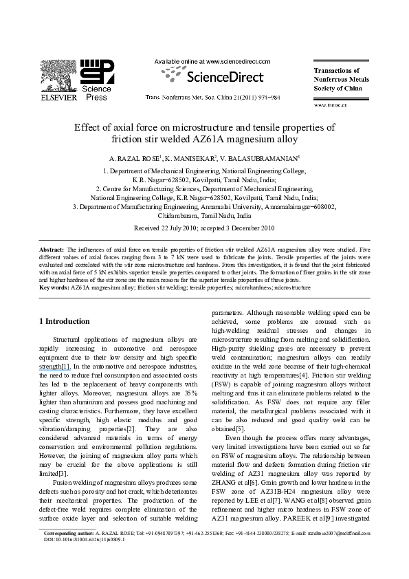 (PDF) Effect of axial force on microstructure and tensile properties of ...