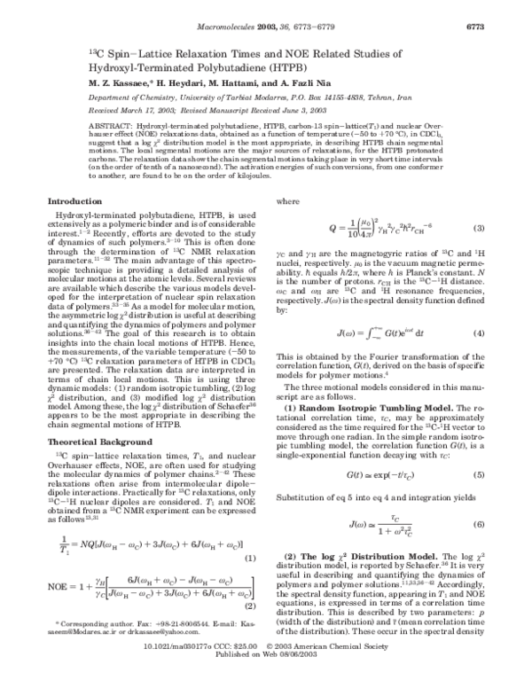 (PDF) 13C Relaxation Times in Hydroxyl-HTPB