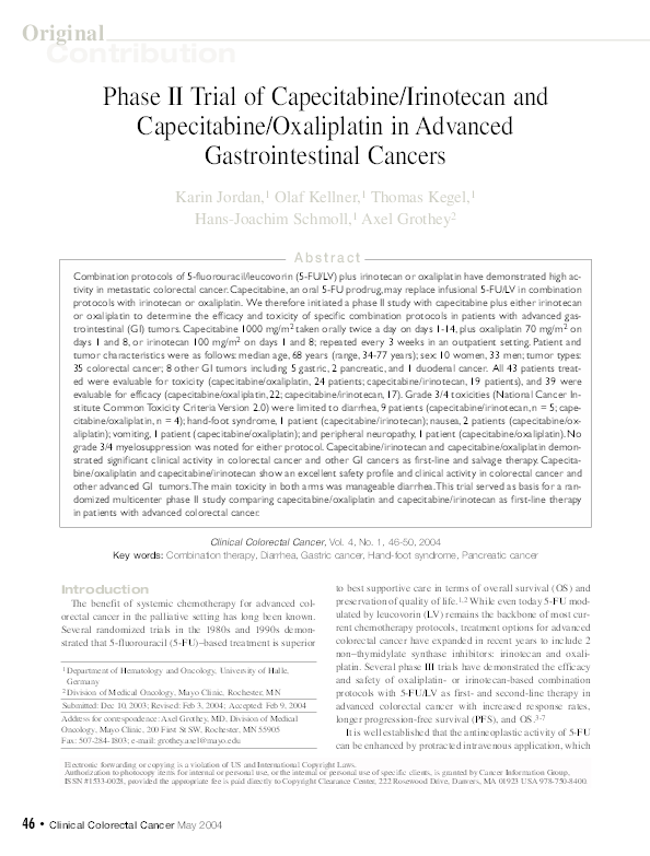 (PDF) Phase II trial of capecitabine/irinotecan and capecitabine/oxaliplatin in advanced ...
