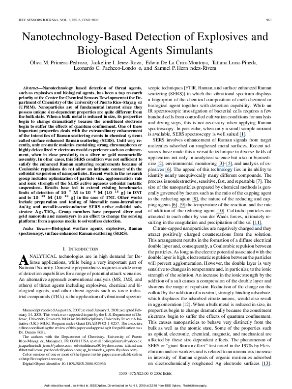 (PDF) Nanotechnology-Based Detection of Explosives and Biological ...