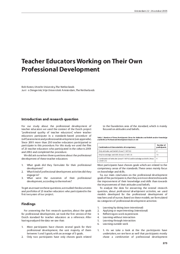 (PDF) Teacher educators working on their own professional development ...