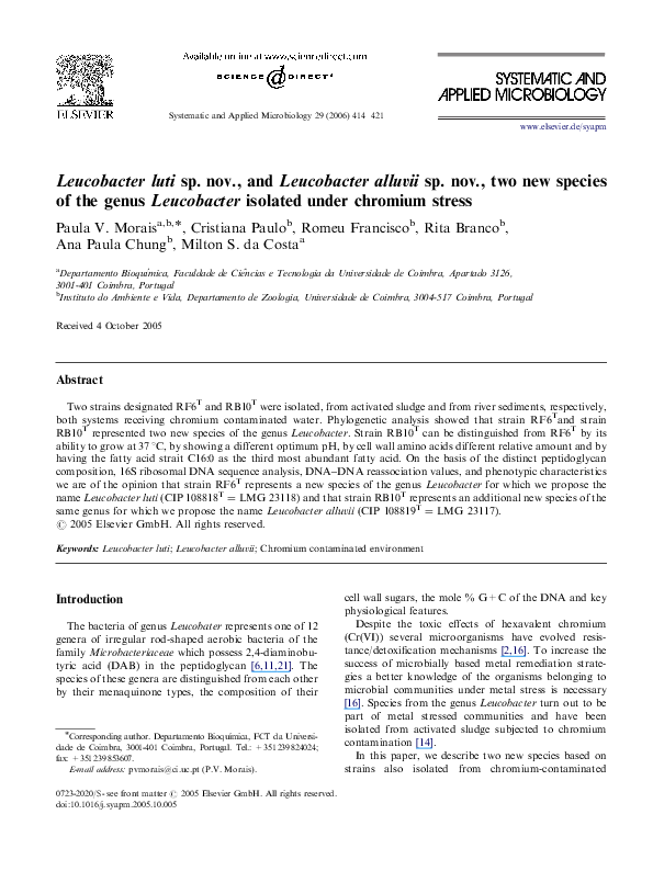 (PDF) Leucobacter luti sp. nov., and Leucobacter alluvii sp. nov., two ...
