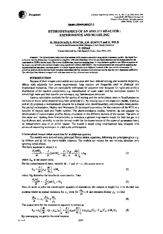(PDF) Hydrodynamics of an airlift reactor: Experiments and modeling