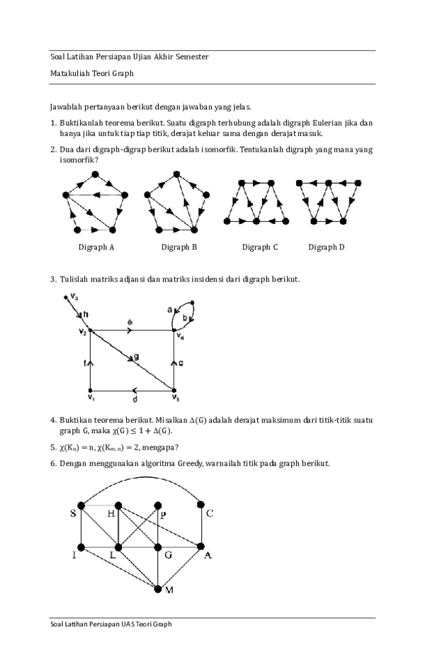(PDF) Soal Latihan Persiapan UAS Teori Graph