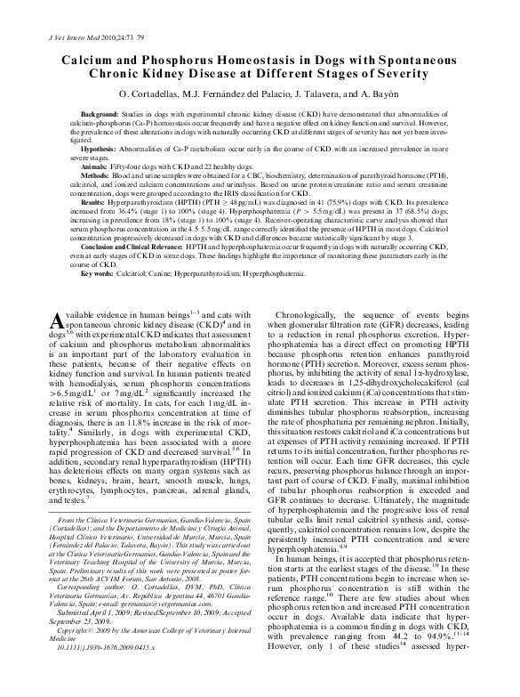 (PDF) Calcium and Phosphorus Homeostasis in Dogs with Spontaneous ...