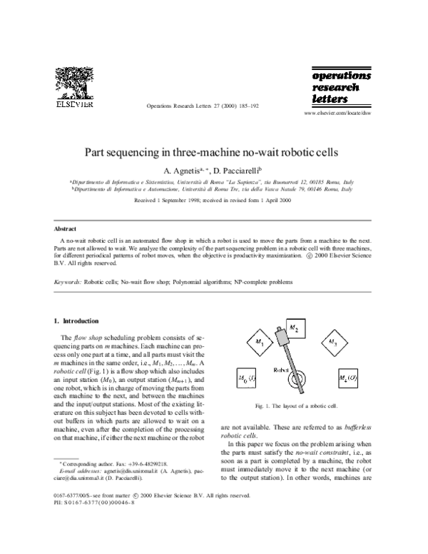 (PDF) Part sequencing in three-machine no-wait robotic cells