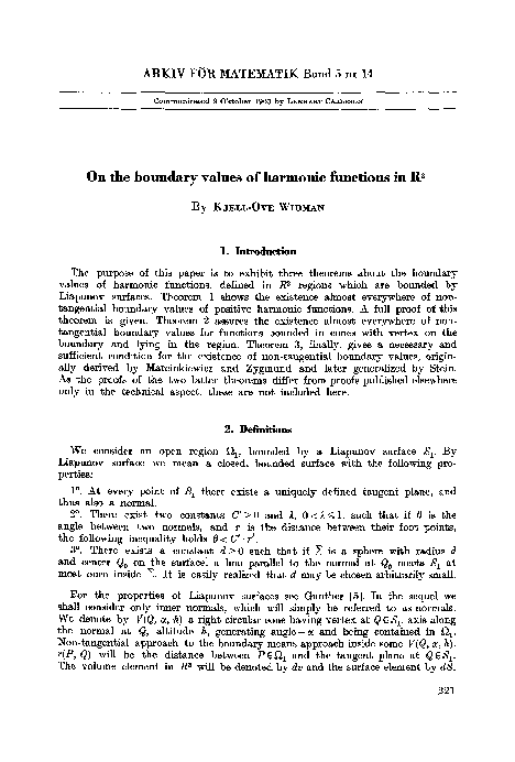 (PDF) On the boundary values of harmonic functions in R 3