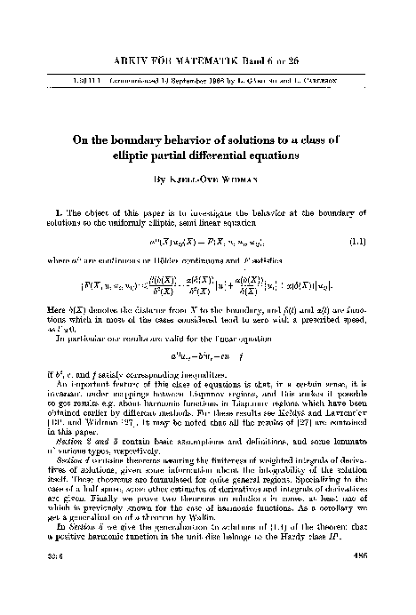Pdf On The Boundary Behavior Of Solutions To A Class Of Elliptic Partial Differential Equations