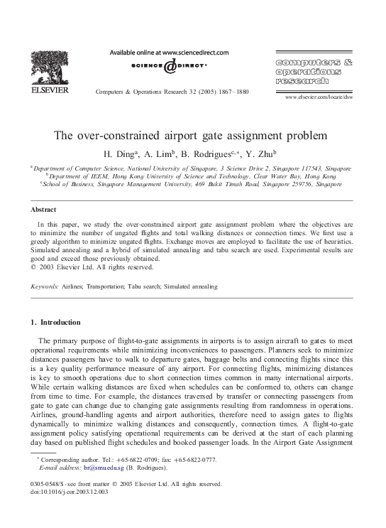 Pdf The Over Constrained Airport Gate Assignment Problem