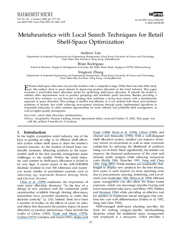 (PDF) Metaheuristics with Local Search Techniques for Retail Shelf-Space Optimization