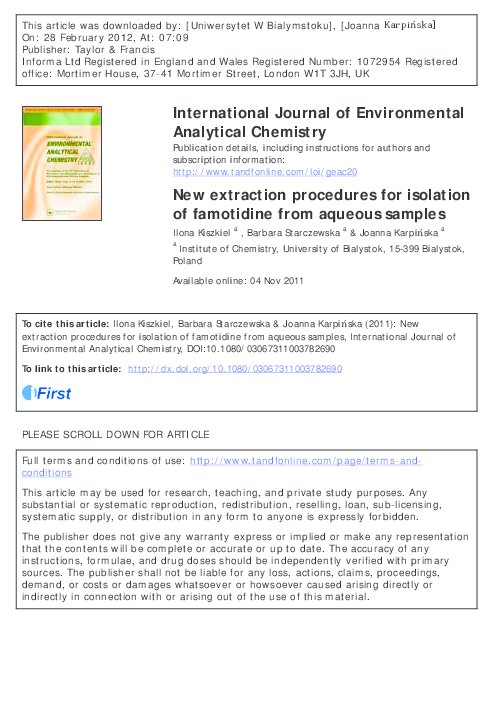 (PDF) New extraction procedures for isolation of famotidine from ...