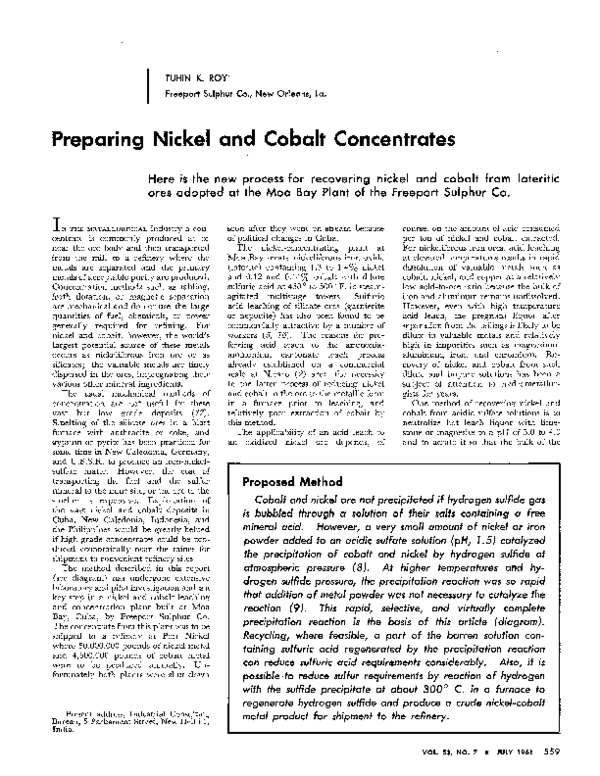 (PDF) Preparing Nickel and Cobalt Concentrates