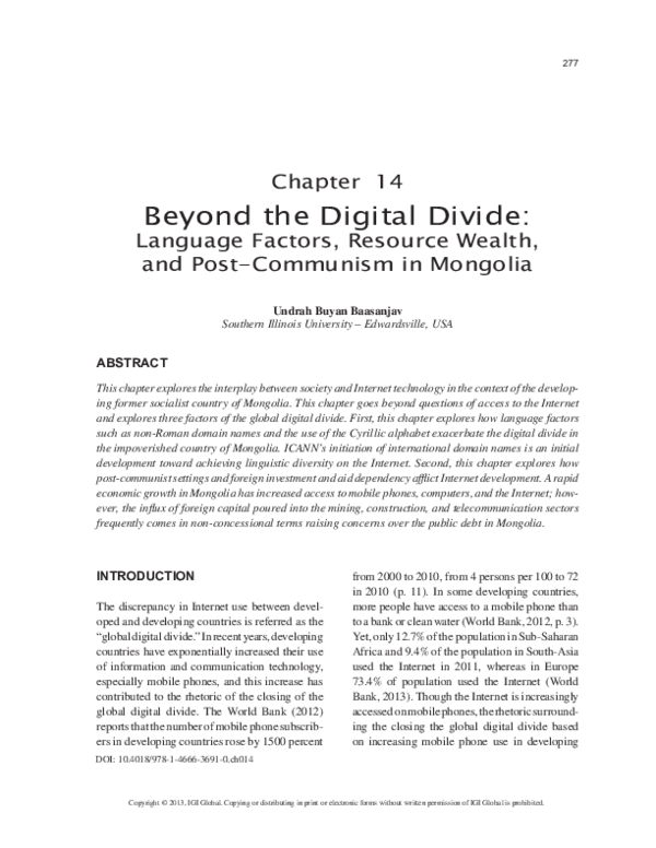 (PDF) Beyond the Digital Divide: Language factors, resource wealth, and ...