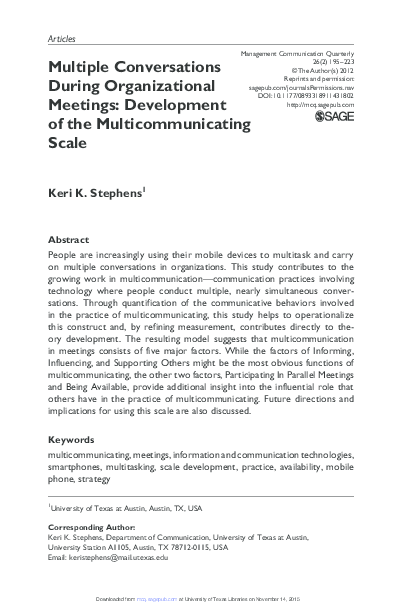 (PDF) Multiple conversations during organizational meetings ...