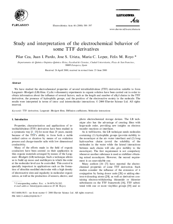 (PDF) Study and interpretation of the electrochemical behavior of some ...