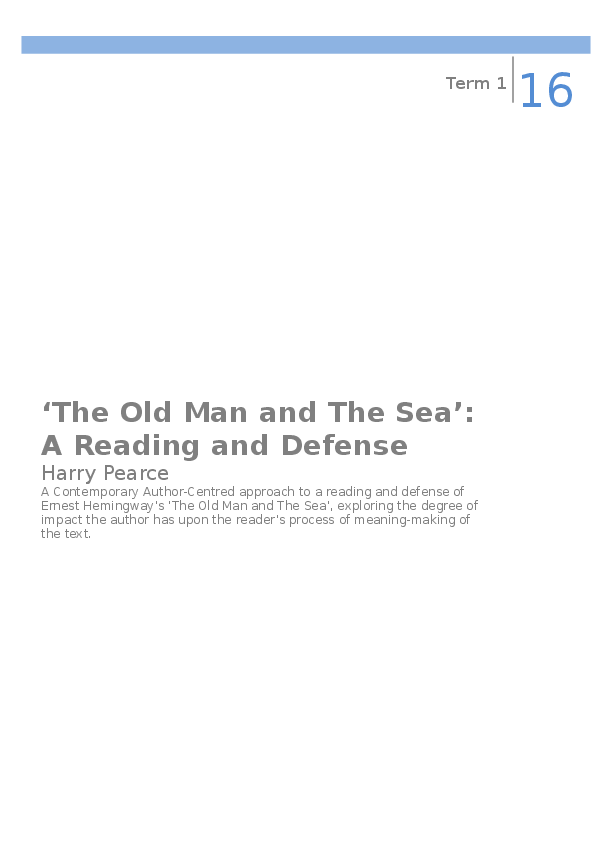 (DOC) The Old Man and The Sea: A Contemporary Author Centred Reading ...