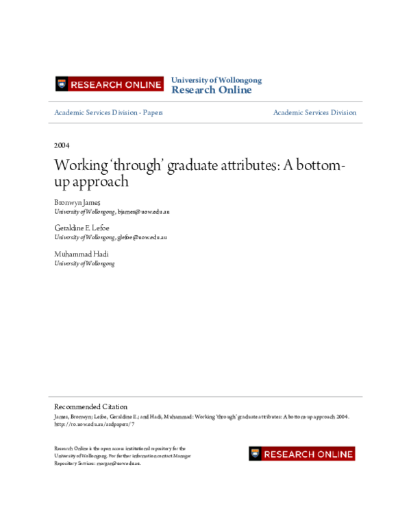 (PDF) Working ‘through’ graduate attributes: A bottom-up approach