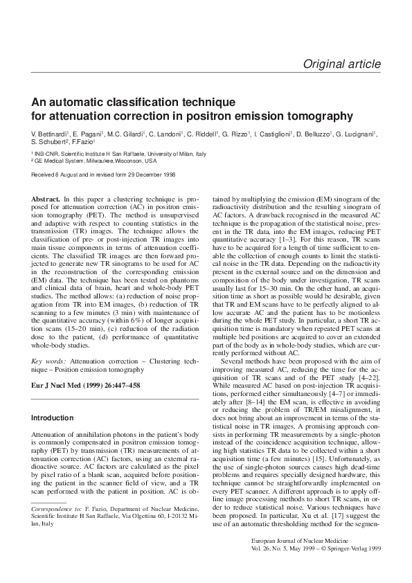 (PDF) An automatic classification technique for attenuation correction in positron emission ...