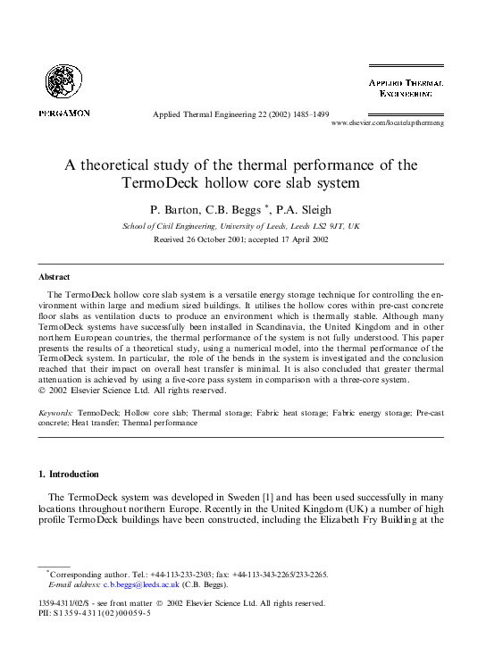 (PDF) A theoretical study of the thermal performance of the TermoDeck ...