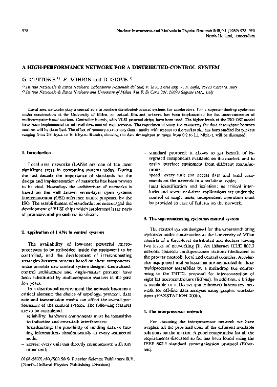 (PDF) A high-performance network for a distributed-control system