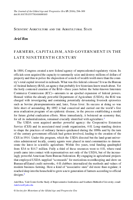 (PDF) Scientific Agriculture and the Agricultural State: Farmers ...