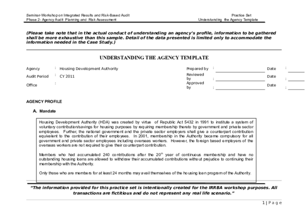 (DOC) UNDERSTANDING THE AGENCY TEMPLATE