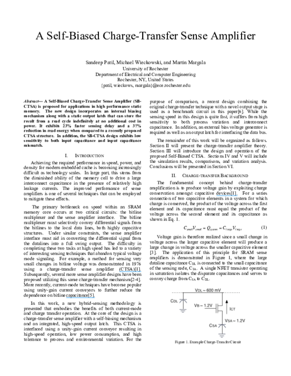 (PDF) A Self-Biased Charge-Transfer Sense Amplifier
