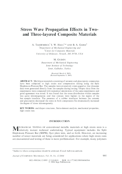 Pdf Stress Wave Propagation Effects In Two And Three Layered Composite Materials