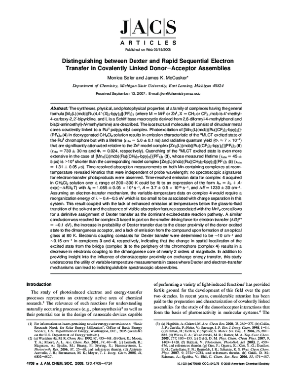 (PDF) Distinguishing between Dexter and Rapid Sequential Electron ...