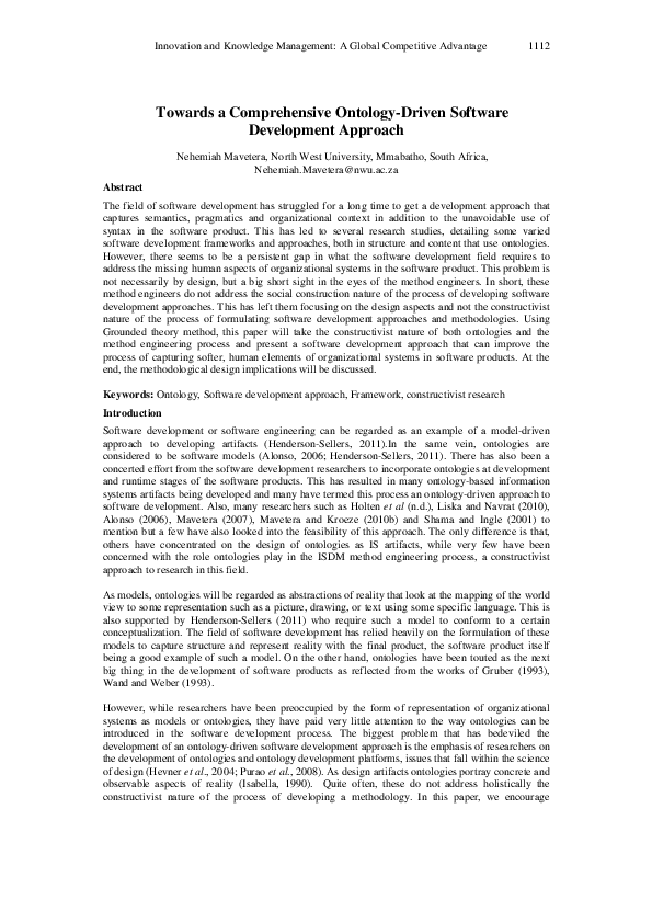 (PDF) Towards a Comprehensive Ontology-driven software development approach