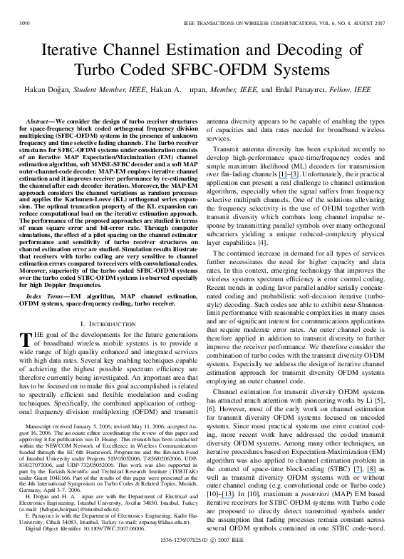 (PDF) Iterative Channel Estimation and Decoding of Turbo Coded SFBC-OFDM Systems