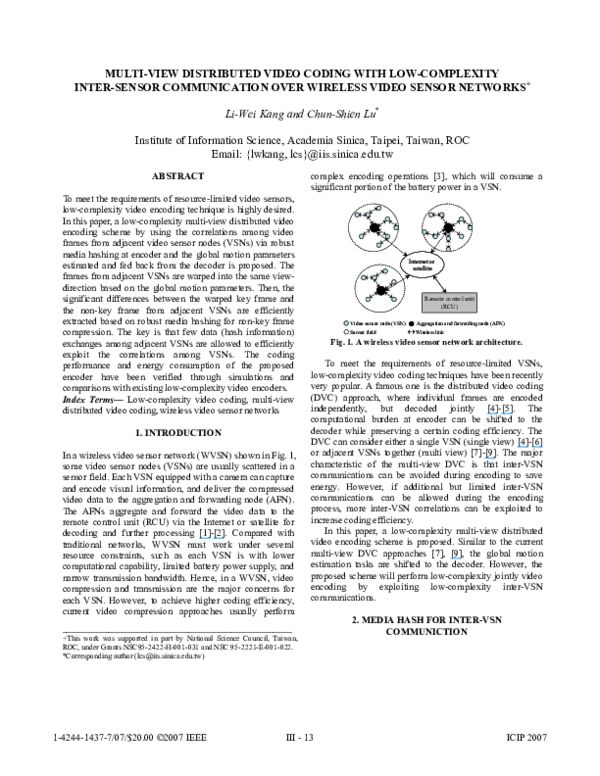 Pdf Low Complexity Multi View Video Coding