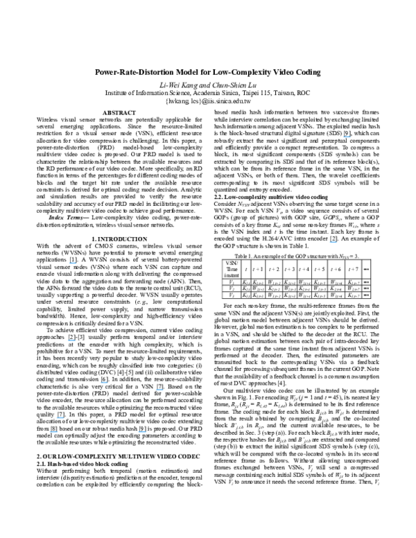 (PDF) Power-rate-distortion model for low-complexity video coding