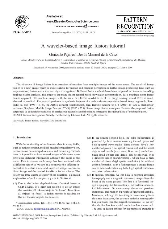 (PDF) A wavelet-based image fusion tutorial