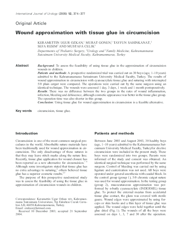 (PDF) Wound approximation with tissue glue in circumcision