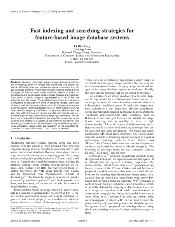 (PDF) Fast indexing and searching strategies for feature-based image ...