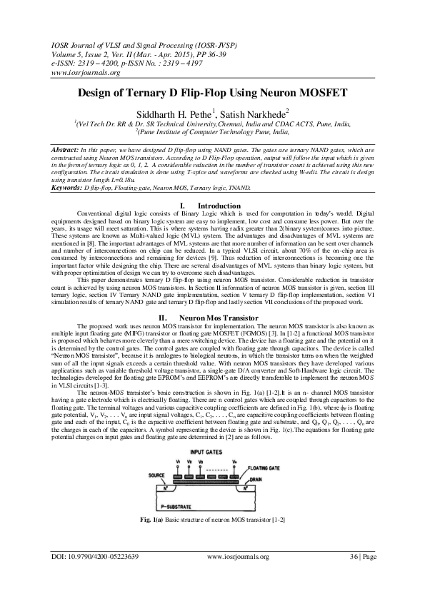 (PDF) Design of Ternary D Flip-Flop Using Neuron MOSFET