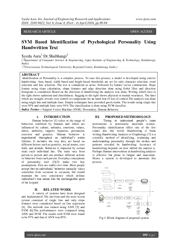 (PDF) SVM Based Identification of Psychological Personality Using Handwritten Text