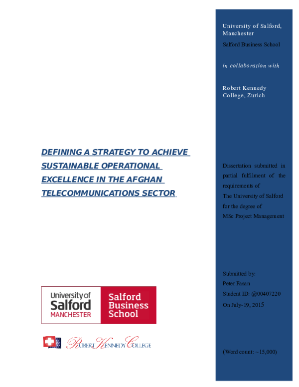 (DOC) DEFINING A STRATEGY TO ACHIEVE SUSTAINABLE OPERATIONAL EXCELLENCE ...