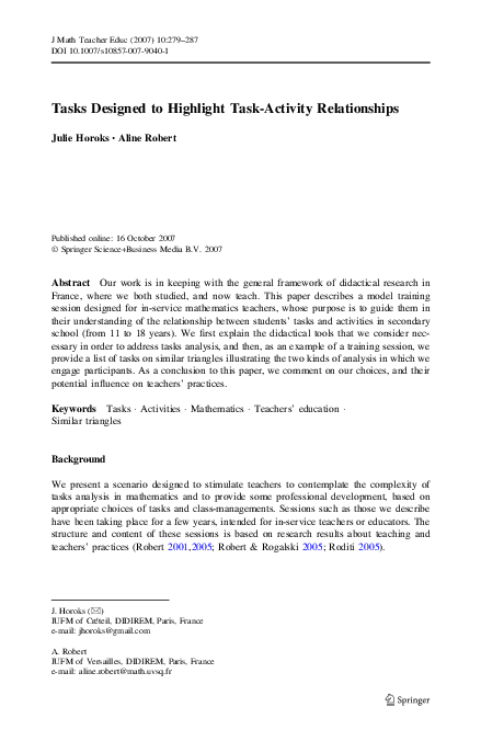 (PDF) Tasks Designed to Highlight Task-Activity Relationships