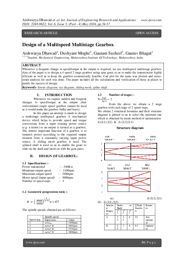 (PDF) Design of a Multispeed Multistage Gearbox