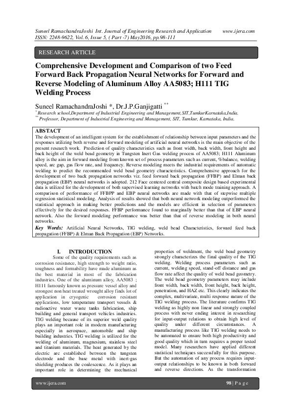 Pdf Comprehensive Development And Comparison Of Two Feed Forward Back Propagation Neural