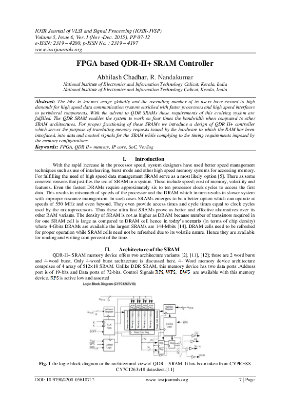 Pdf Fpga Based Qdr Ii Sram Controller
