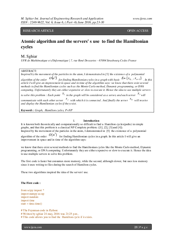 (PDF) Atomic algorithm and the servers' s use to find the Hamiltonian cycles