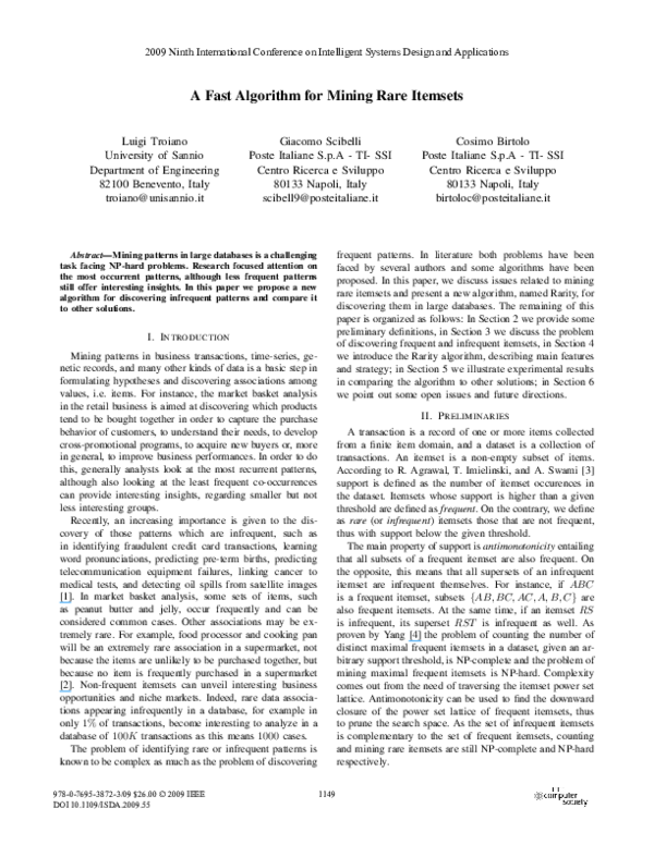 (PDF) A Fast Algorithm for Mining Rare Itemsets