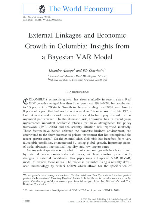 (PDF) External Linkages and Economic Growth in Colombia: Insights from ...