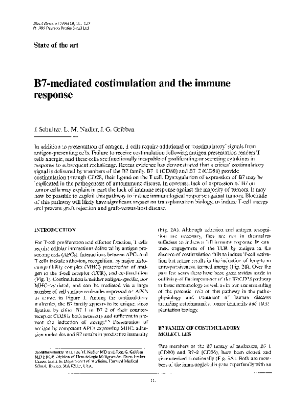 (PDF) B7-mediated costimulation and the immune response