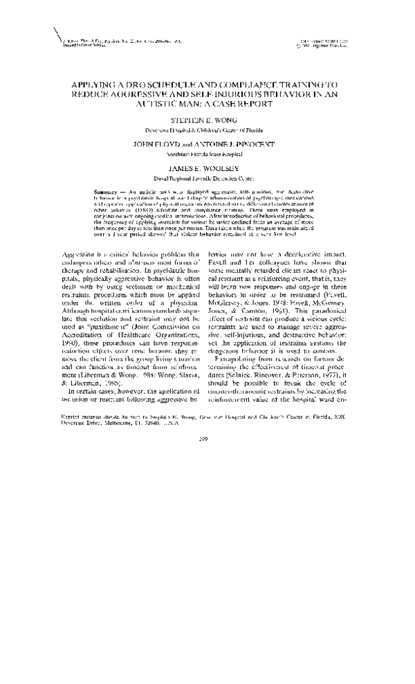 (PDF) Applying a DRO schedule and compliance training to reduce ...